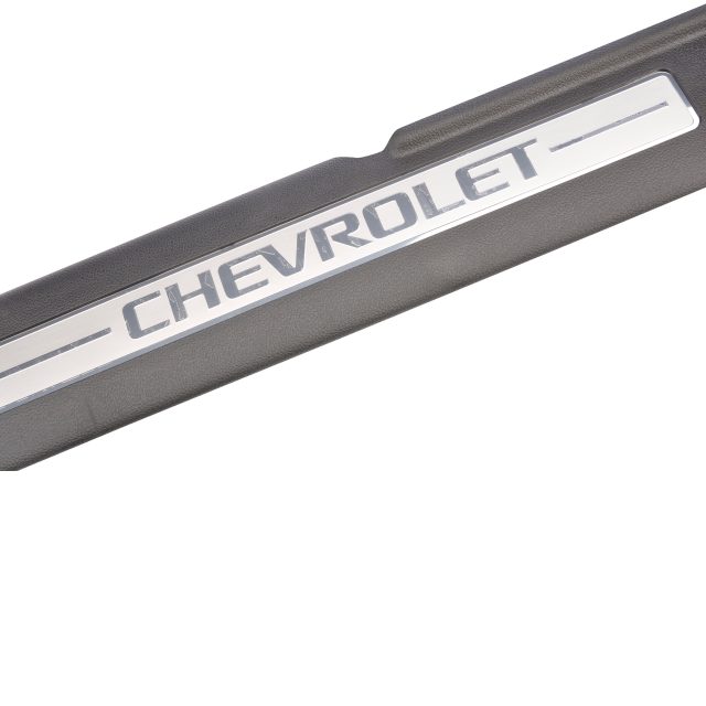 Chevrolet Front Door Sill Plate with Jet Black Surround and Chevrolet Script 23114164 Chevrolet Accessories